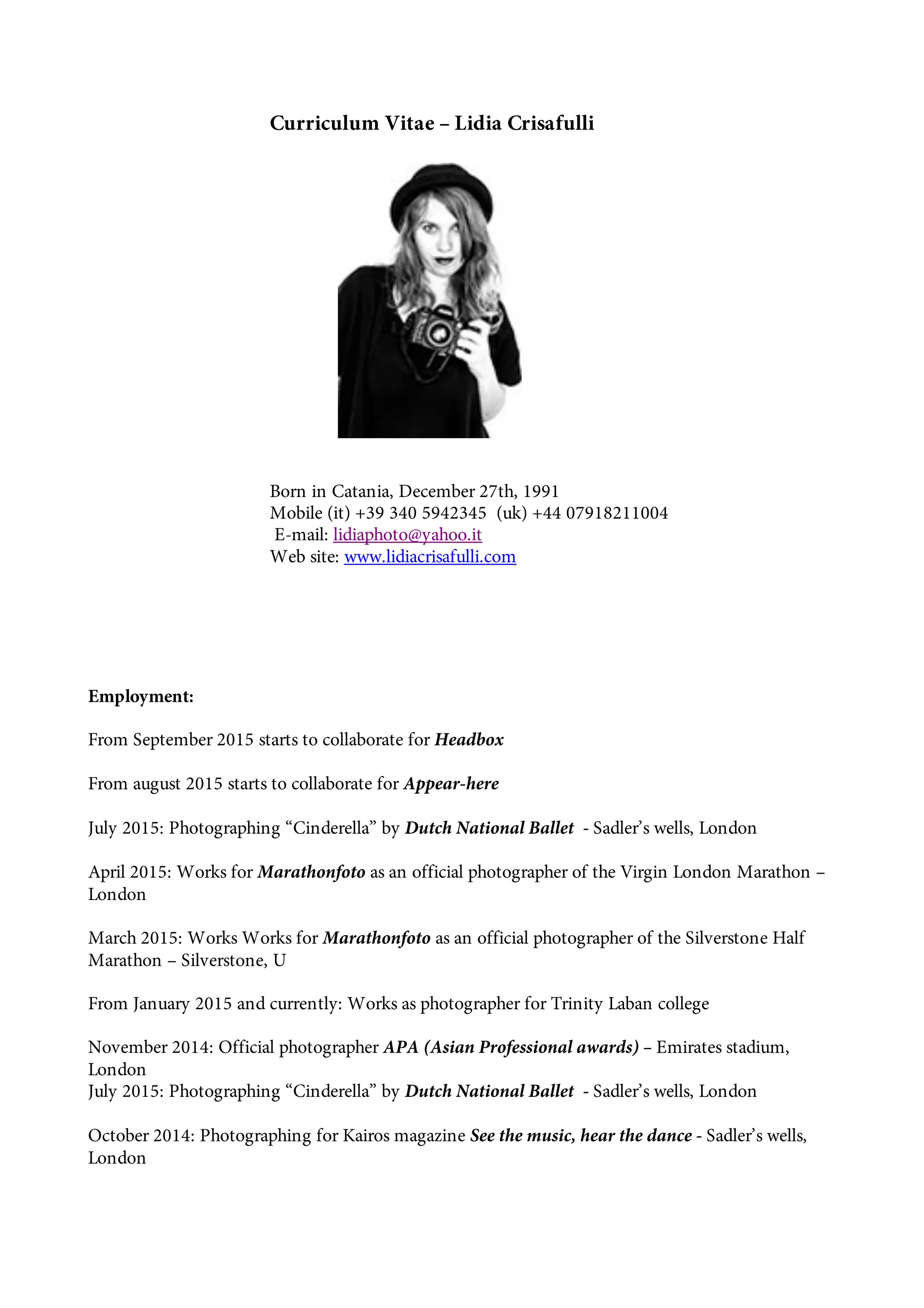 Curriculum Vitae – Lidia Crisafulli | PDF