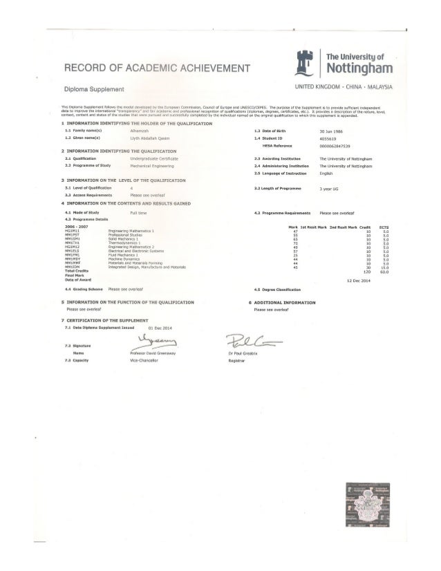 Uni. of Nottingham transcripts - LIYTH ALHAMZAH year 1