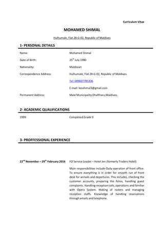 Mohamed Shimal,CV | PDF