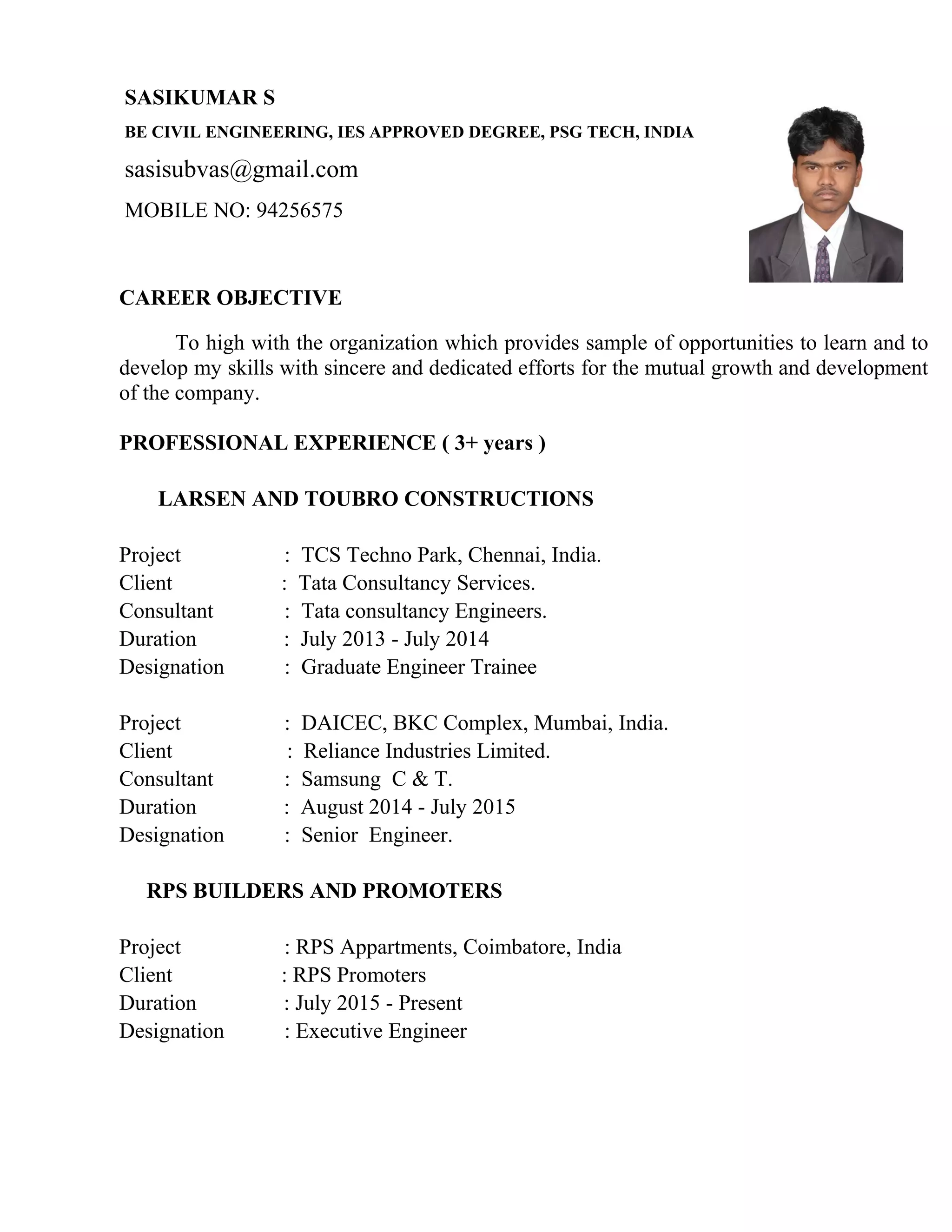 Sasikumar Resume | DOC