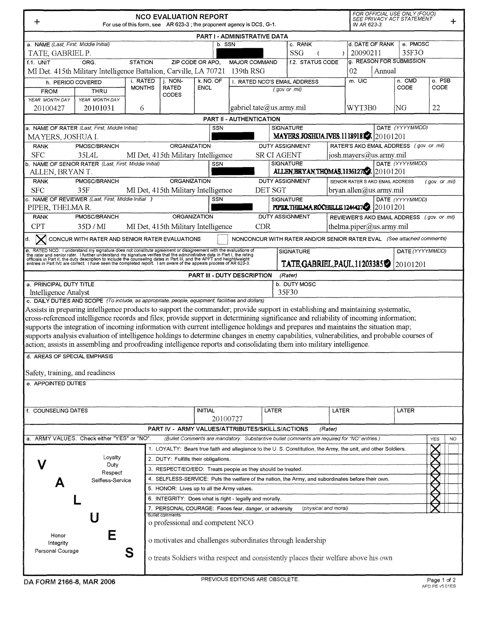 Army Evaluations_Redacted | PDF