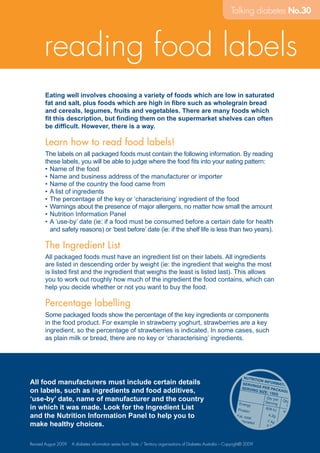 F8 aus reading food labels | PDF