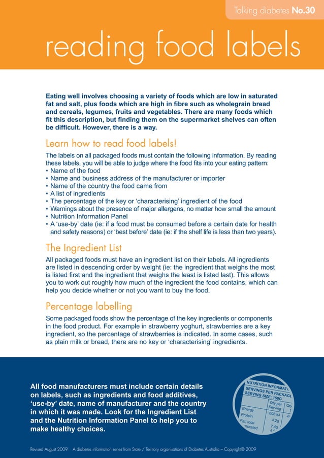 F8 aus reading food labels | PDF | Healthy Cooking and Eating | Food ...