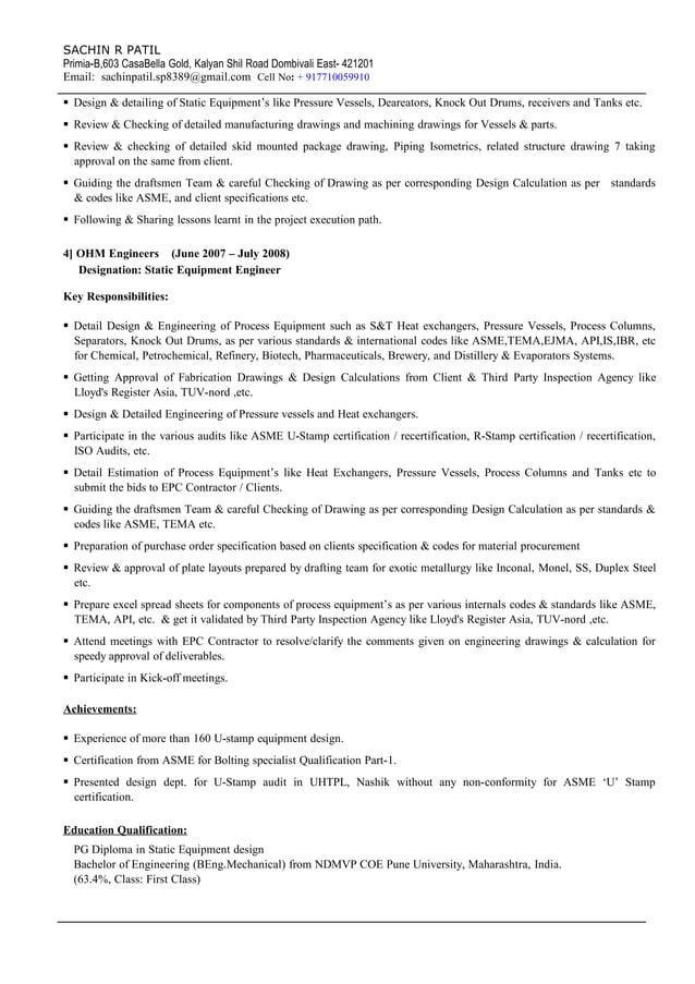 Resume_Mechanical(Static Equipments Engineer) SRP 9.5 yrs experience ...