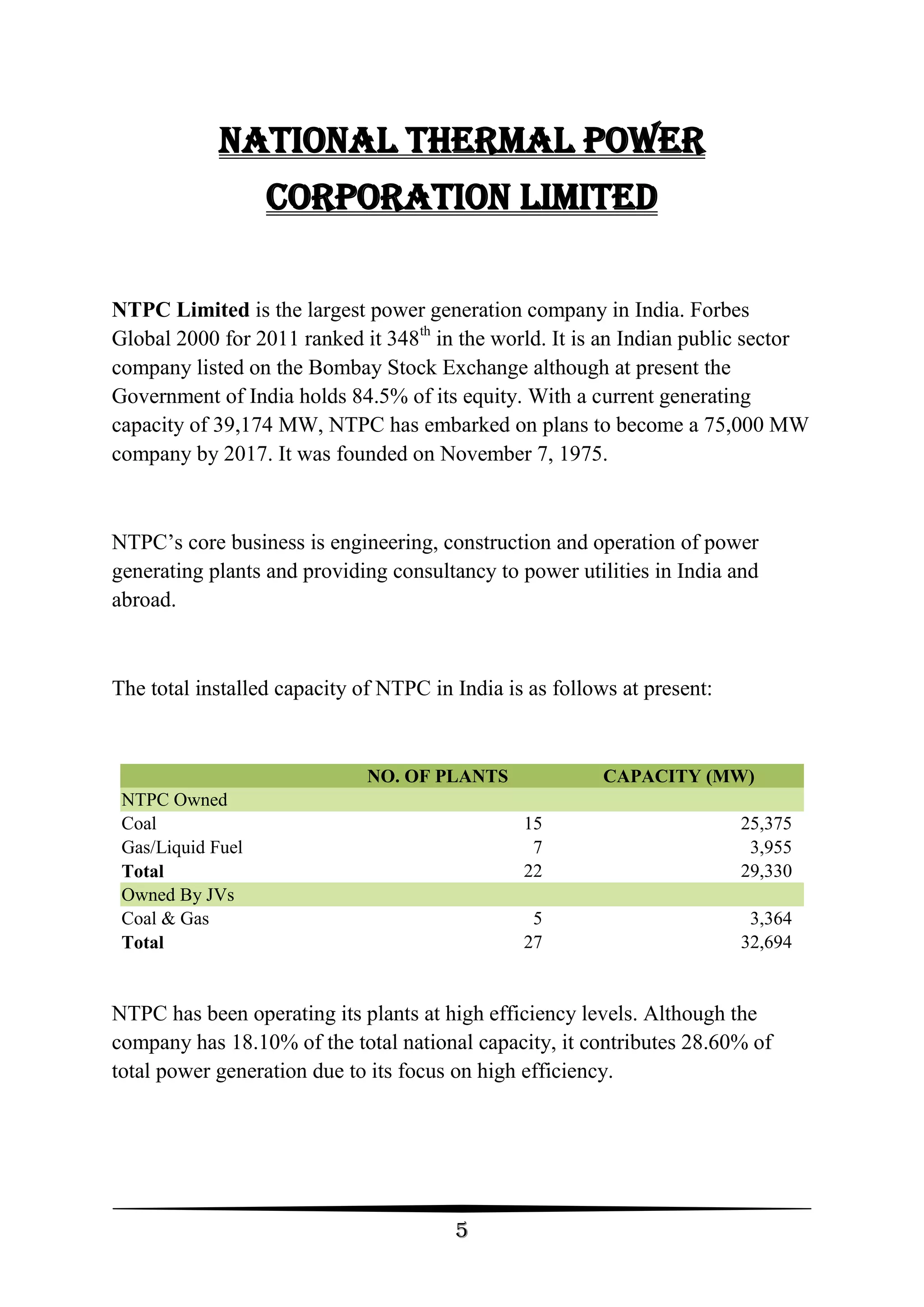 NTPC Project KORBA(SUPER THEMAL POWER PLANT) | PDF
