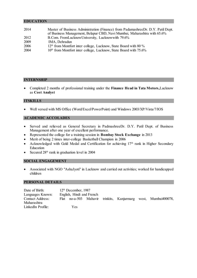 Resume - MUDIT 2016 | PDF