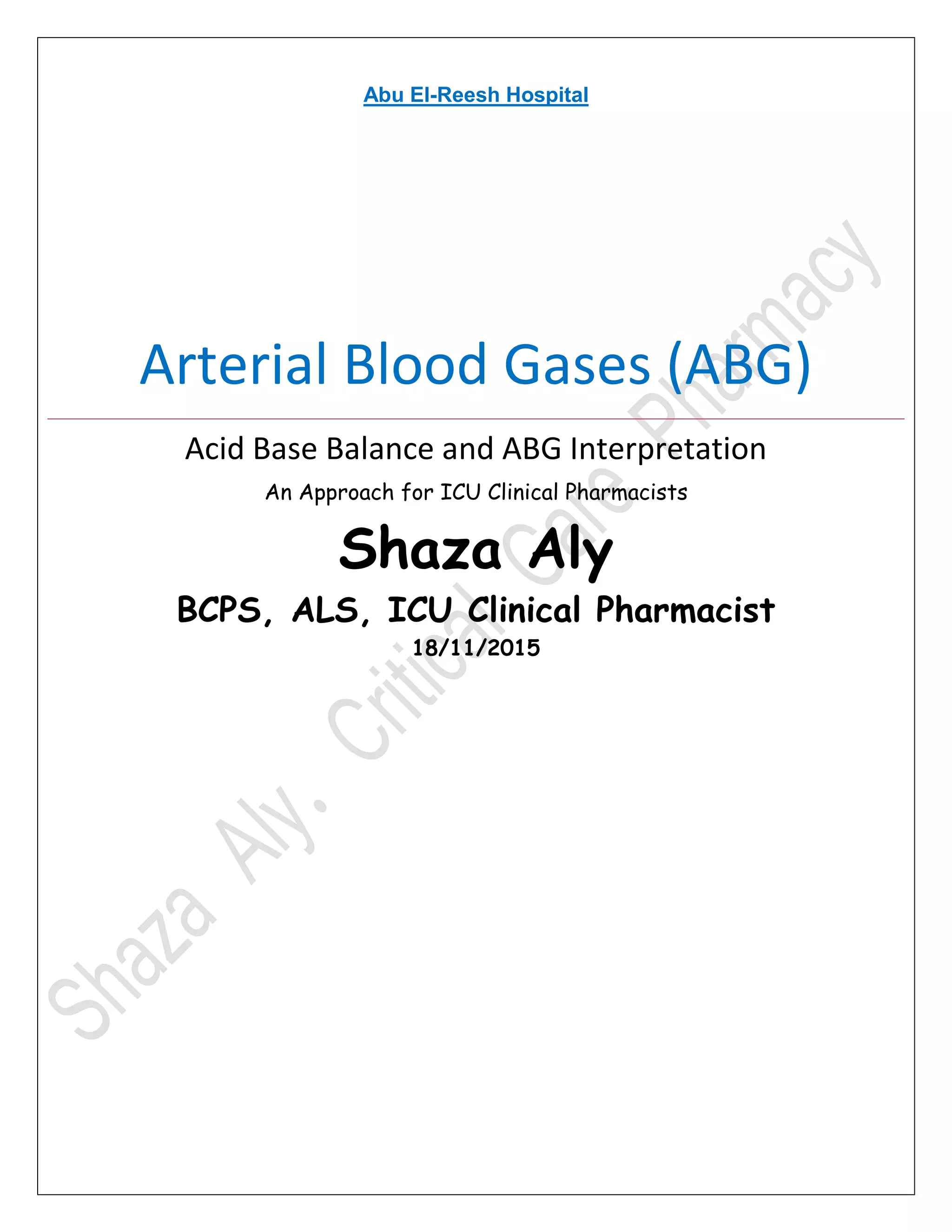 ABG for ICU Clinical PhARMACIST | PDF