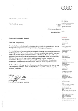 AUDI_Recommandation letter 2015 | PDF