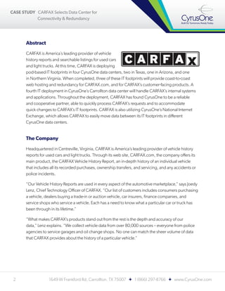 CyrusOne Case Study - CARFAX | PDF | Business | Business and Finance