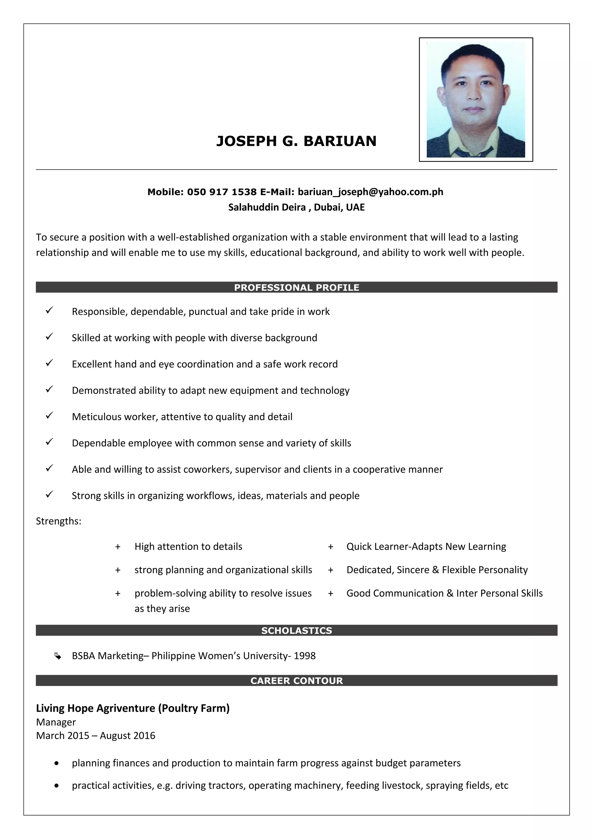 Joseph Bariuan-CV 2016 | DOC