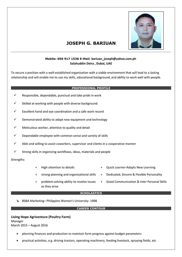 Joseph Bariuan-CV 2016 | DOC