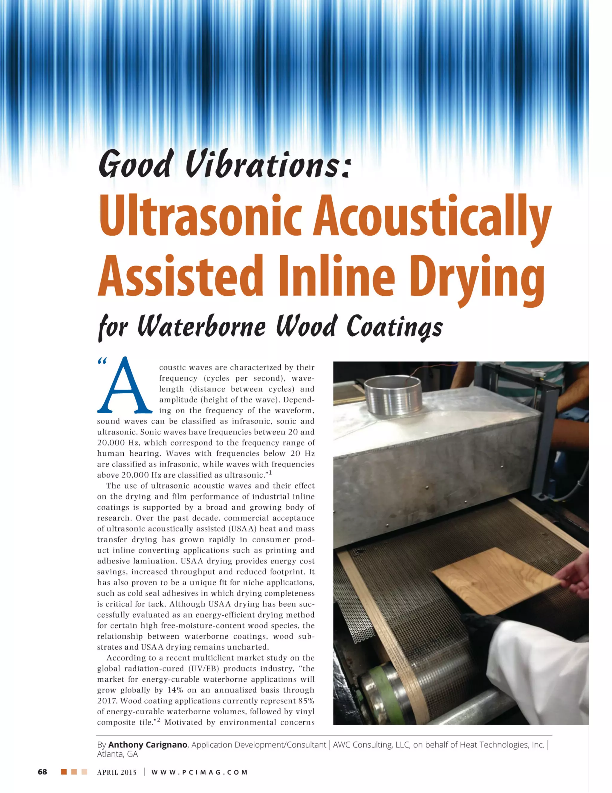 PCI Article Ultrasonic Acoustic Drying of Wood with UV Curing | PDF