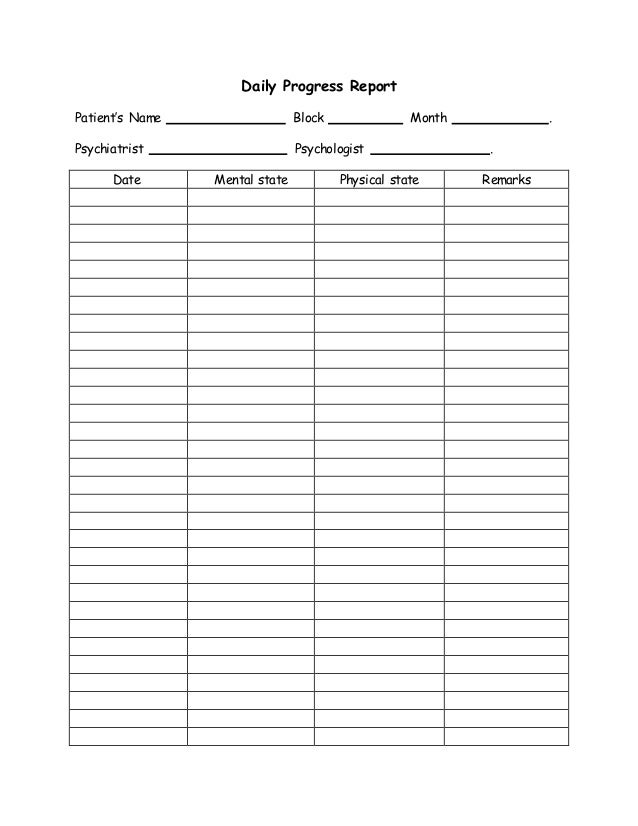 Daily Progress Report