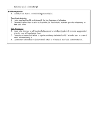 Personal Space Intervention Plan, Script | PDF