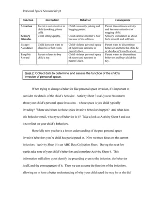Personal Space Intervention Plan, Script | PDF