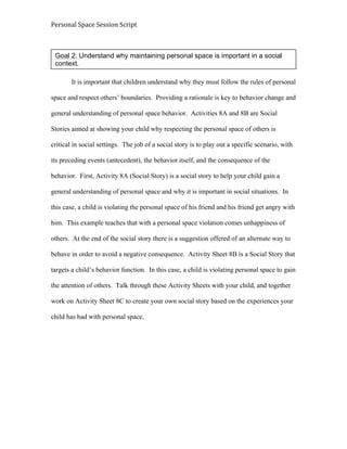 Personal Space Intervention Plan, Script | PDF