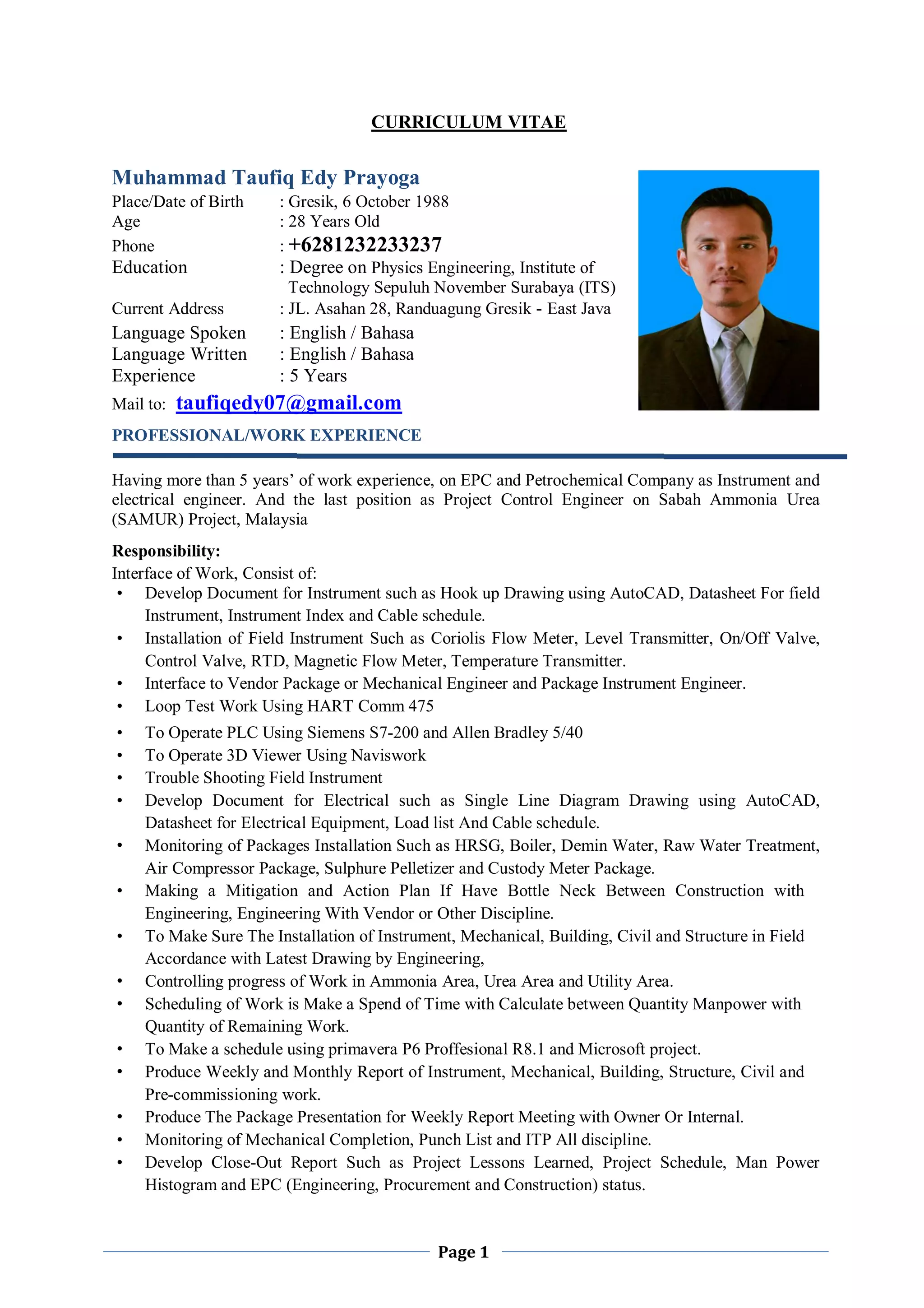 Curriculum Vitae Muhammad Taufiq | PDF | Chemistry | Science