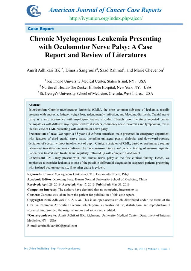 CML and third nerve palsy | PDF