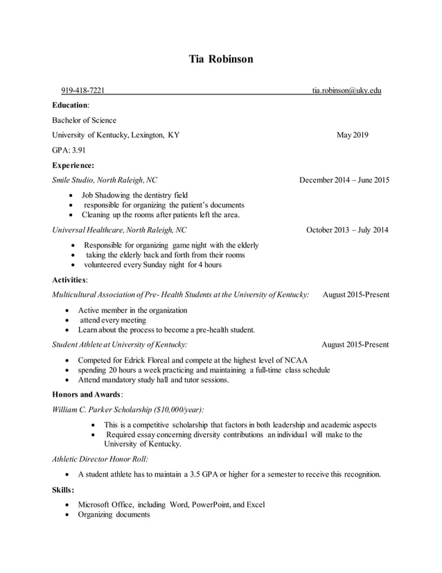 Resume 1 (Autosaved) Tia Robinson | PDF