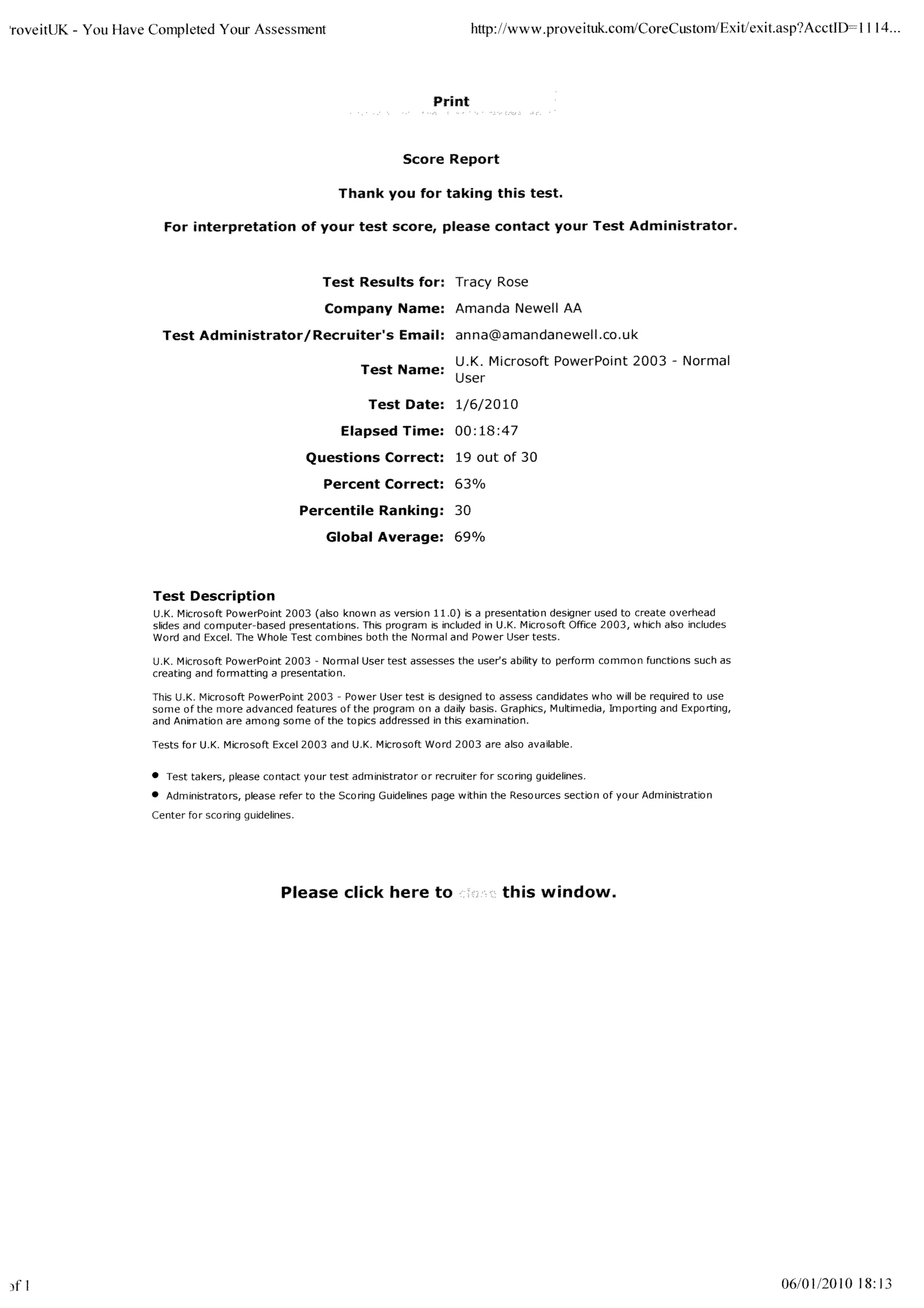 ProveIt Test Results - Jan 2010 | PDF