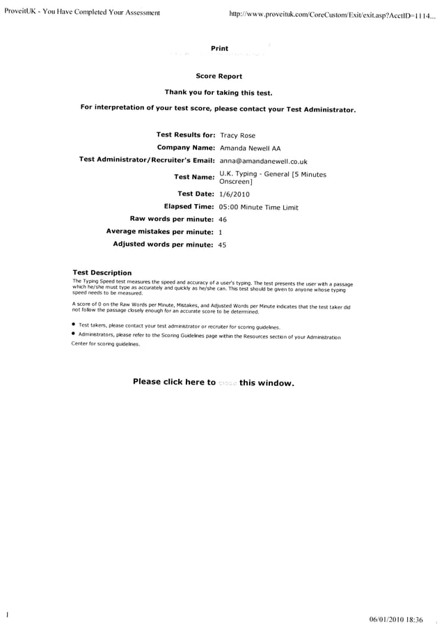 ProveIt Test Results - Jan 2010 | PDF