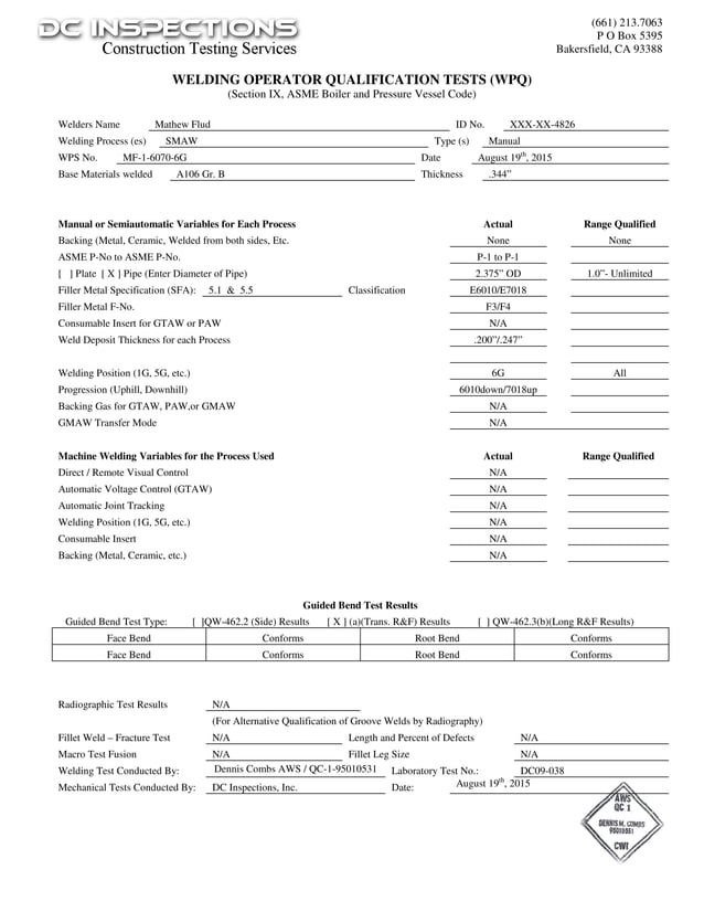09038_Flud_ASME Sec IX_WPQ | PDF