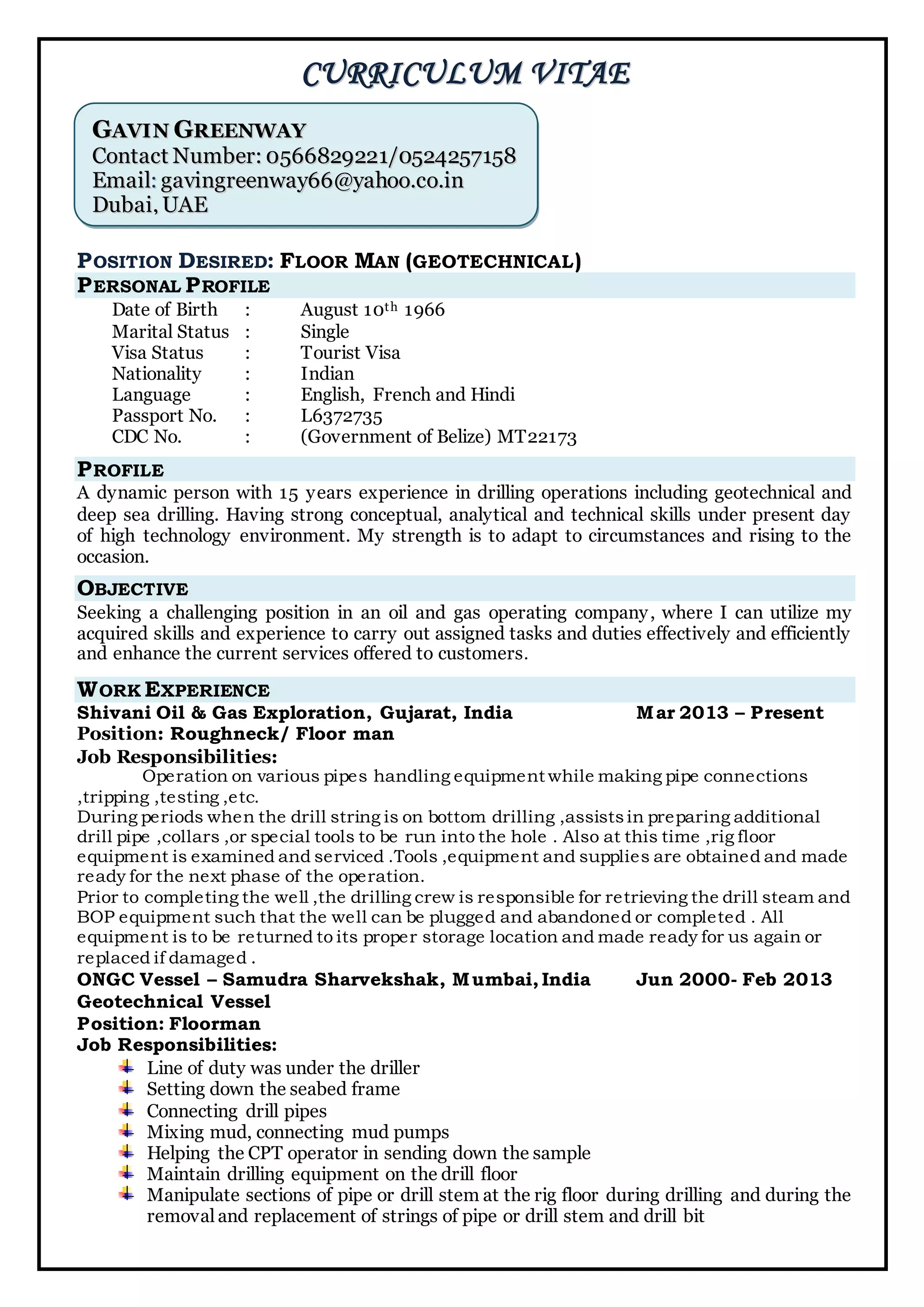 gavinforemanCV | DOCX | Scuba Diving | Extreme Sports