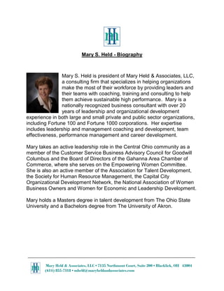 Mary S. Held - Bio | PDF