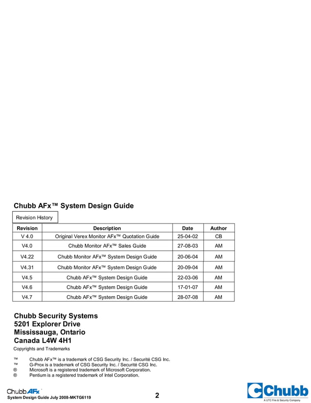 Chubb AFx System Design Guide June 2009 | PDF