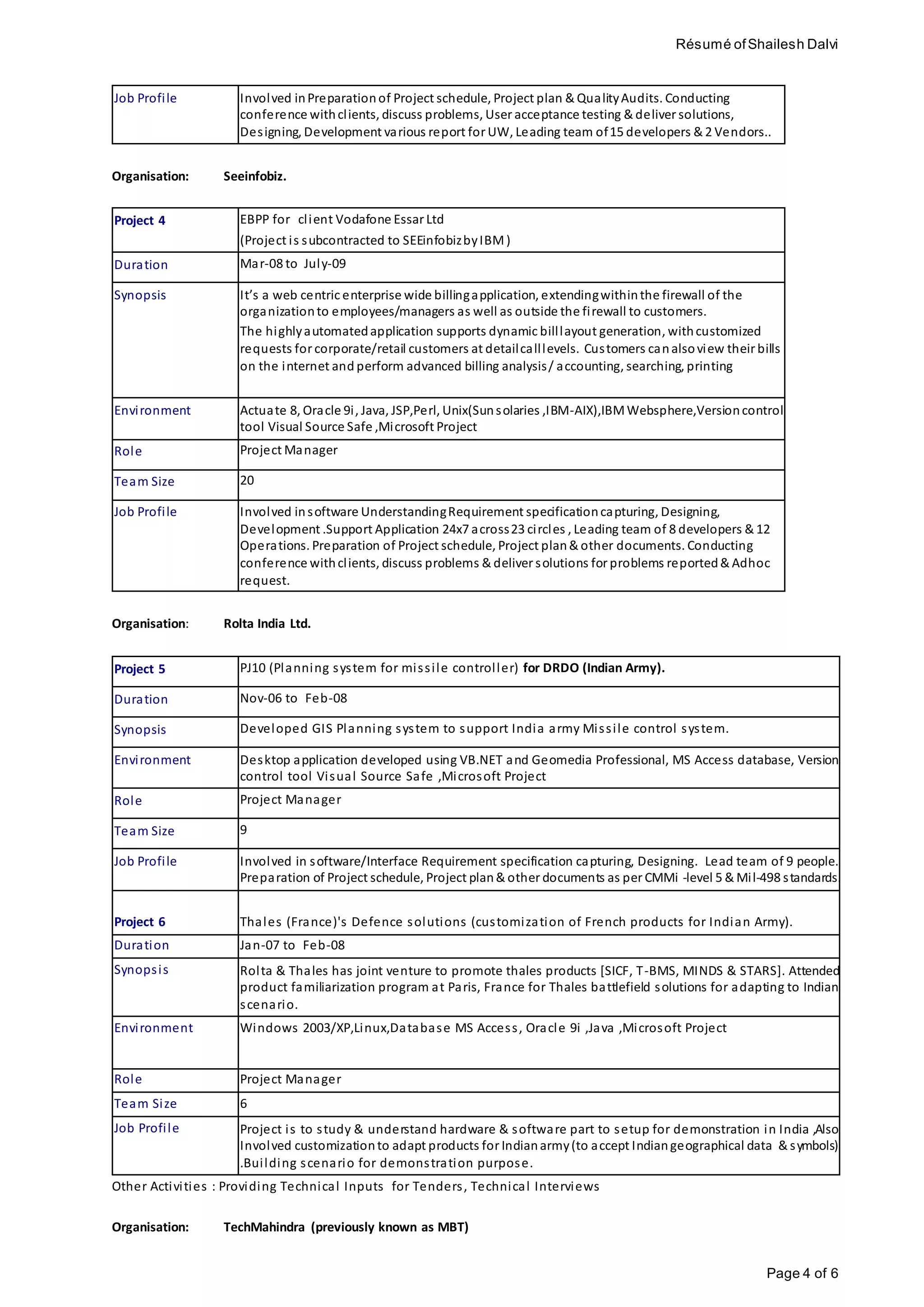 ShaileshDalvi_CV_20Nov15 | DOCX | Computer Software and Applications | Computing