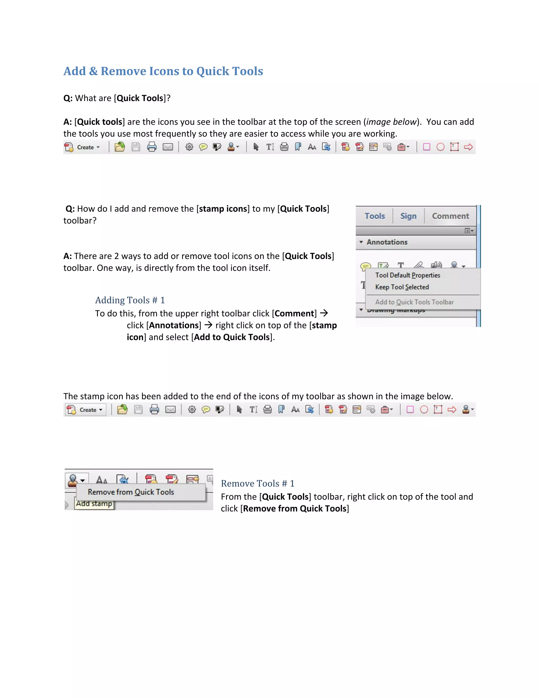 Add and Remove Icons to Quick Tools | PDF
