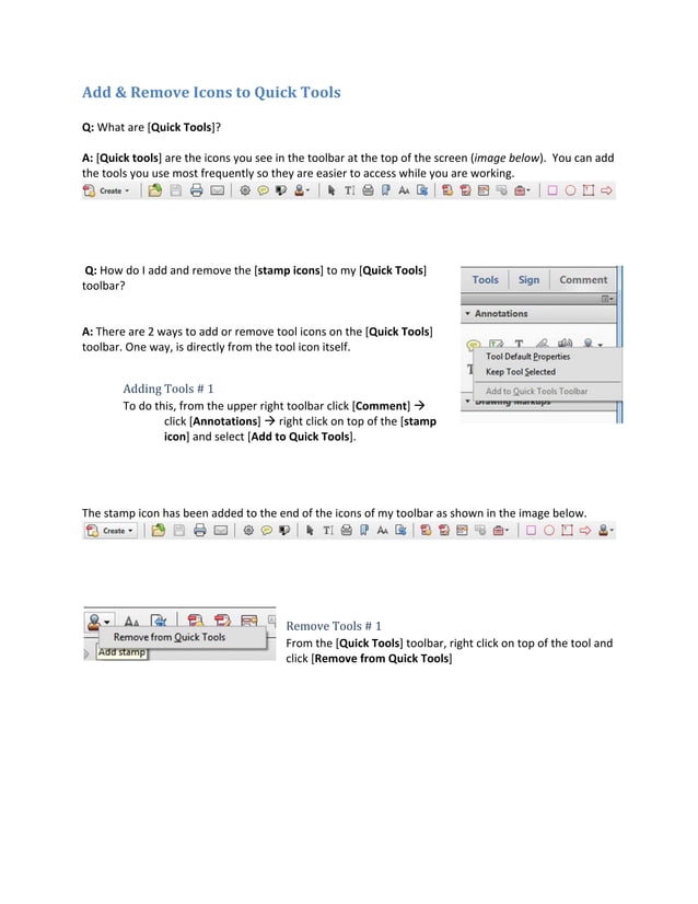 Add and Remove Icons to Quick Tools | PDF