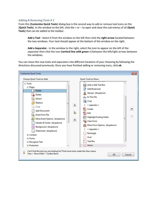 Add and Remove Icons to Quick Tools | PDF