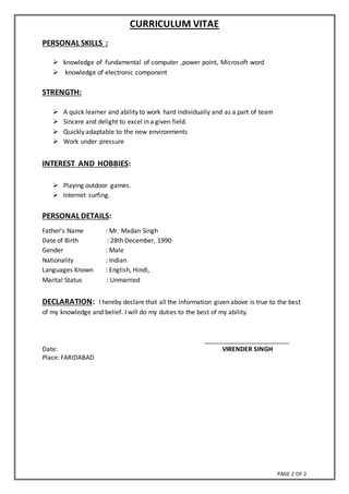 virenderECE cv | DOCX