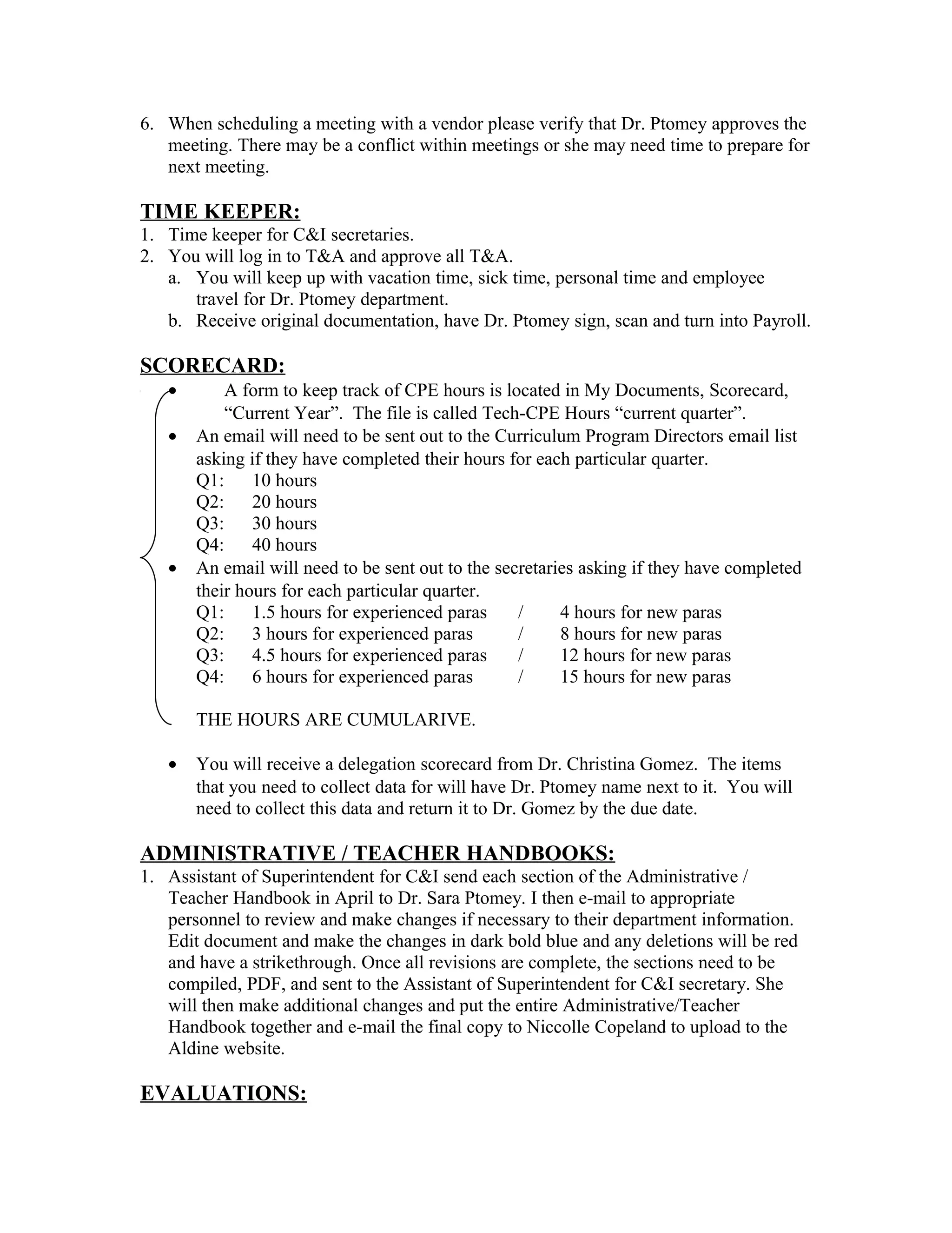 DUTIES OF EXECUTIVE DIRECTOR SECRETARY | DOC