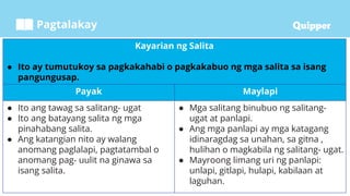 Kayarian ng mga Salita. Salitang ugat at Maylapipptx | PPTX