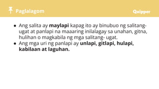 Kayarian ng mga Salita. Salitang ugat at Maylapipptx | PPTX