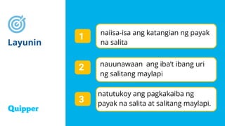 Kayarian ng mga Salita. Salitang ugat at Maylapipptx | PPTX
