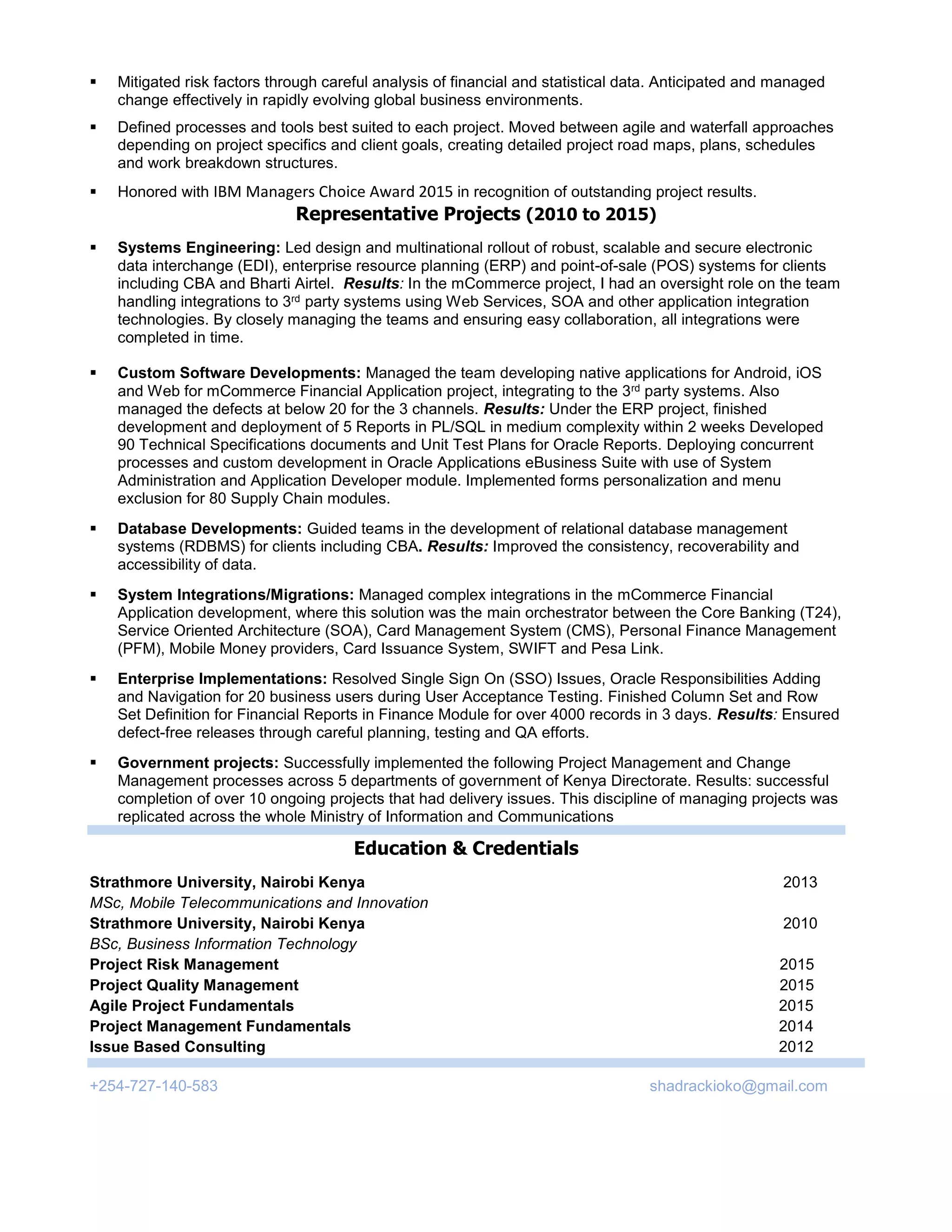Shadrack PM Resume | PDF