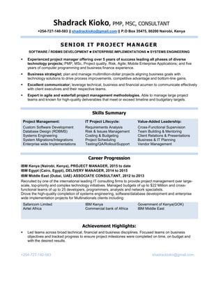Shadrack PM Resume | PDF