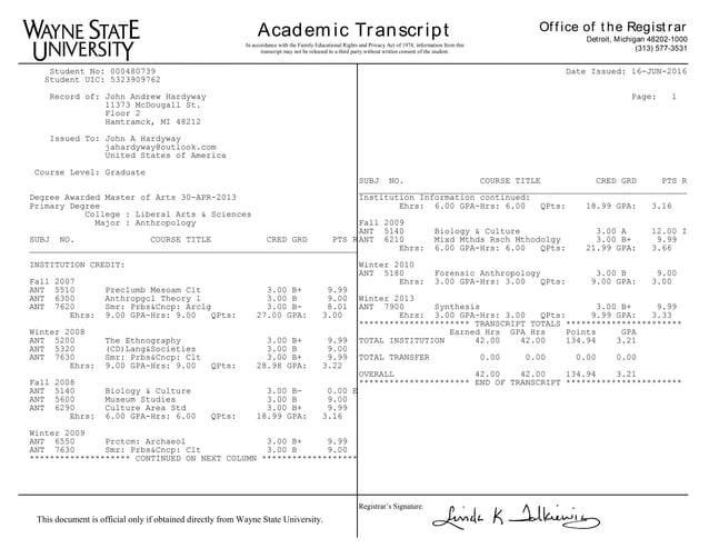 Official transcript | PDF | Undergraduate Education | College Education