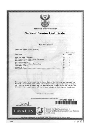 National Senior Certificate | PDF