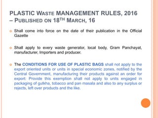 Plastic Waste Management Rules 2016 | PPTX