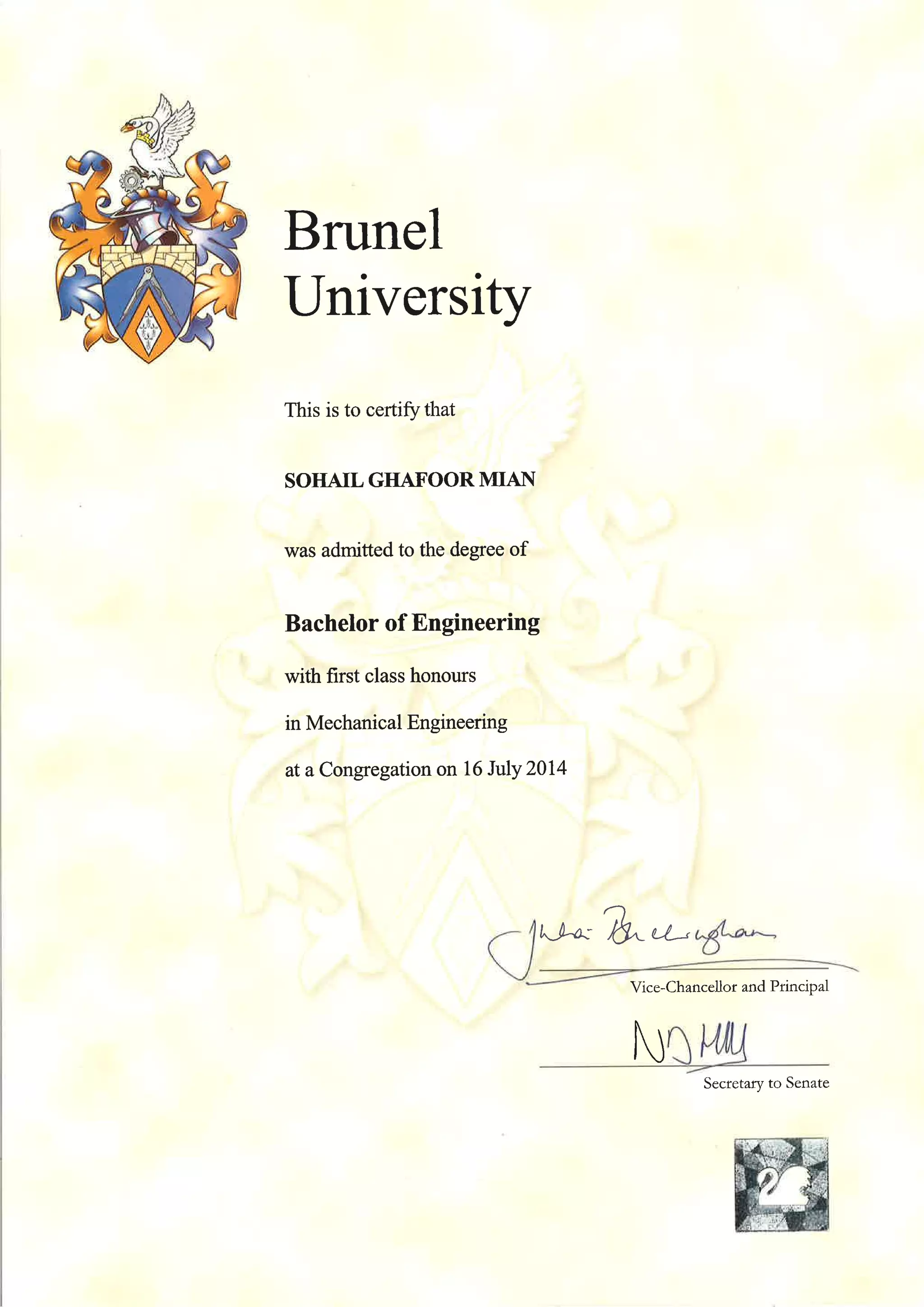 BEng Certificate | PDF