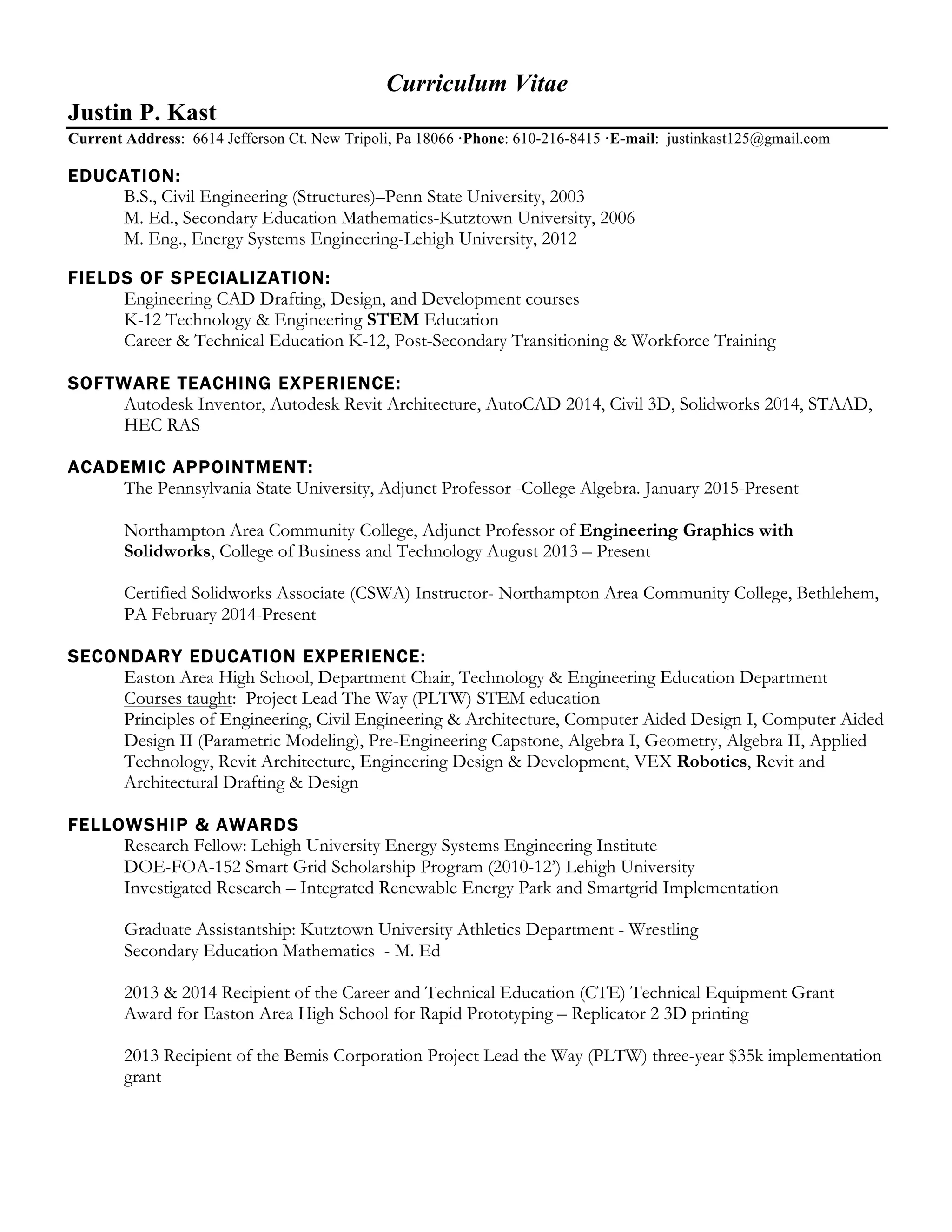 JustinKastCurriculumVitae | PDF