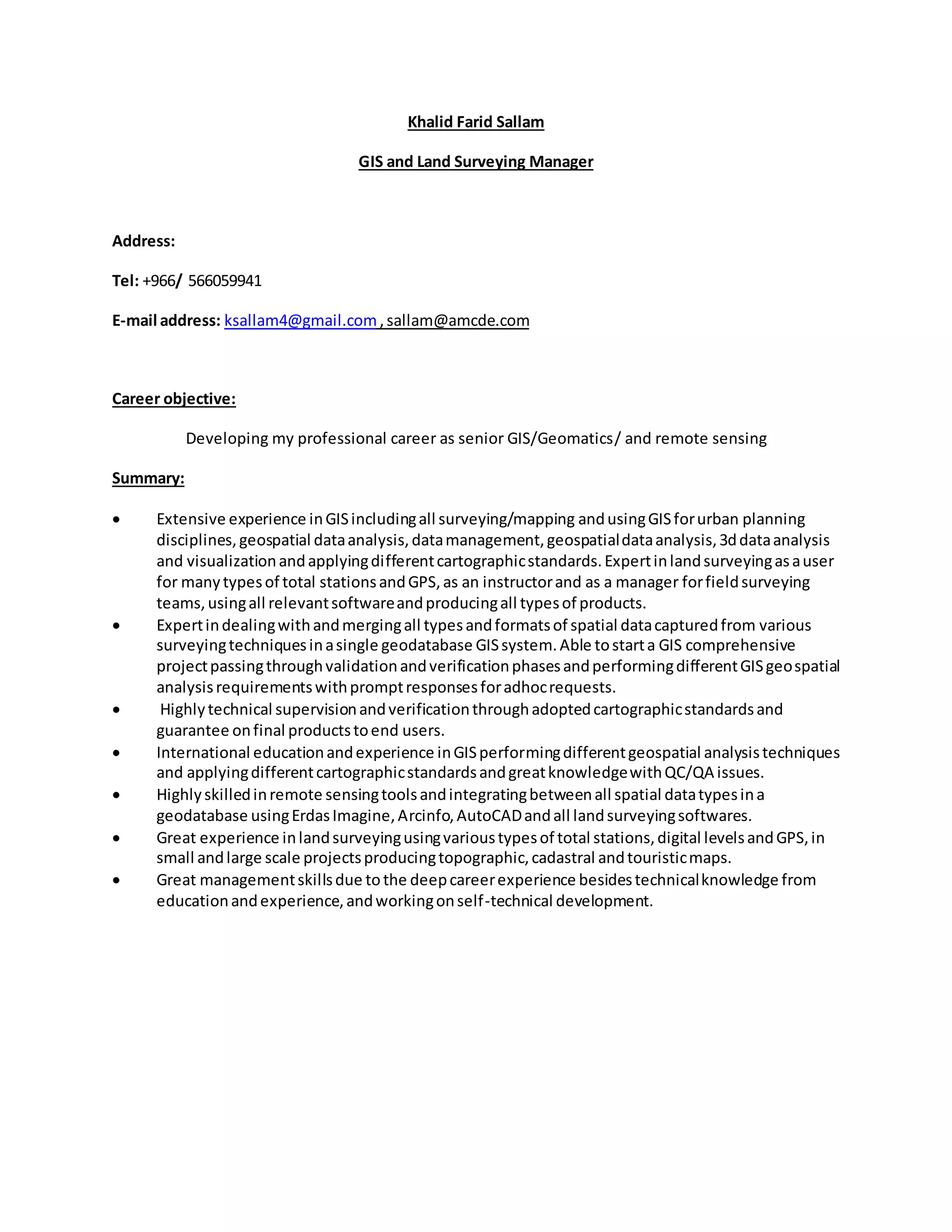 khalid sallam cv may 2015 | PDF