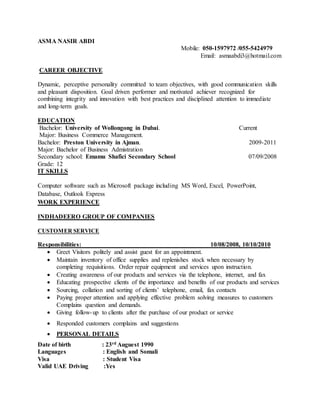 cv uowd format2 3 (1) | DOCX | Business | Business and Finance