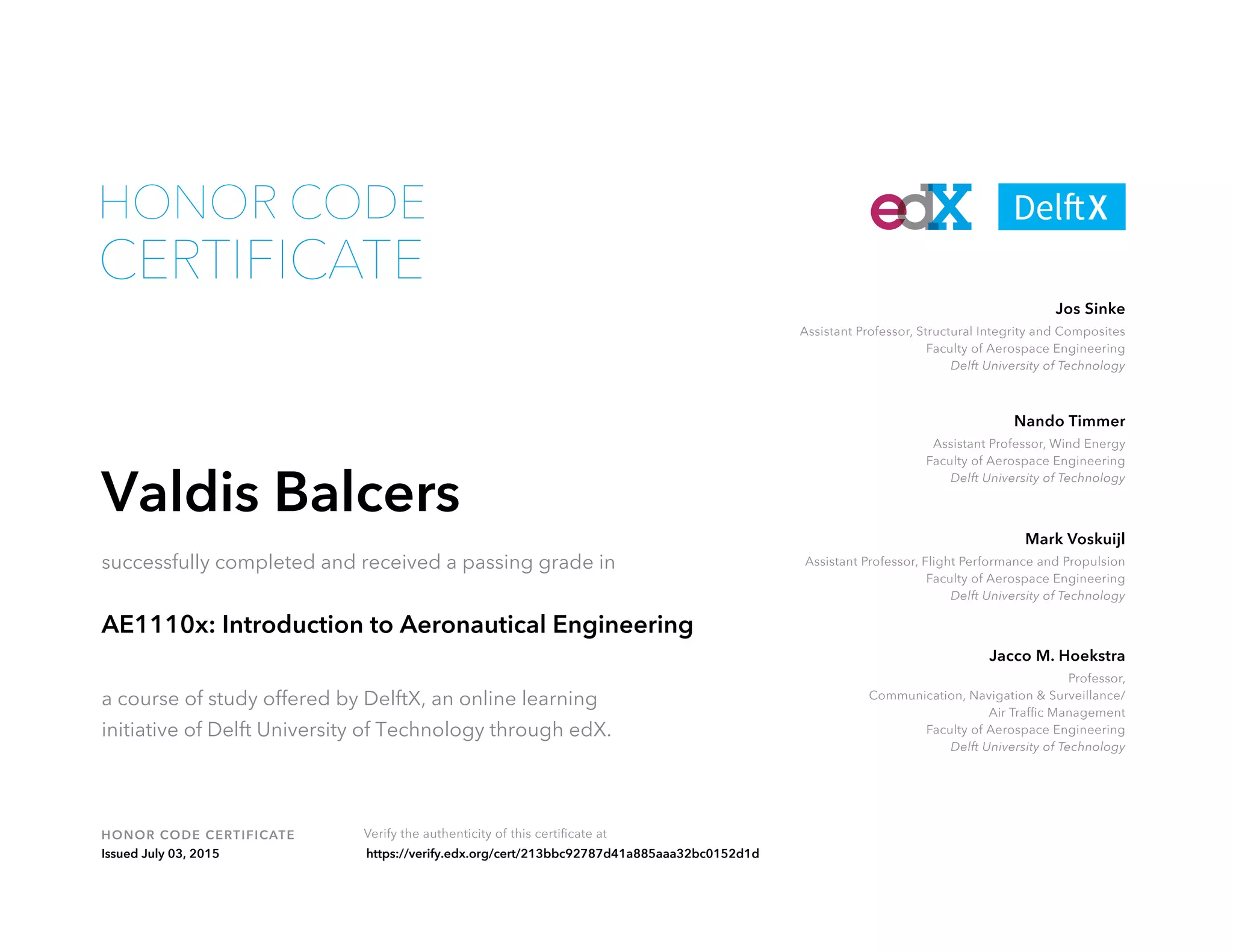 Delft TU Certificate Aeronautical Engineering | PPT