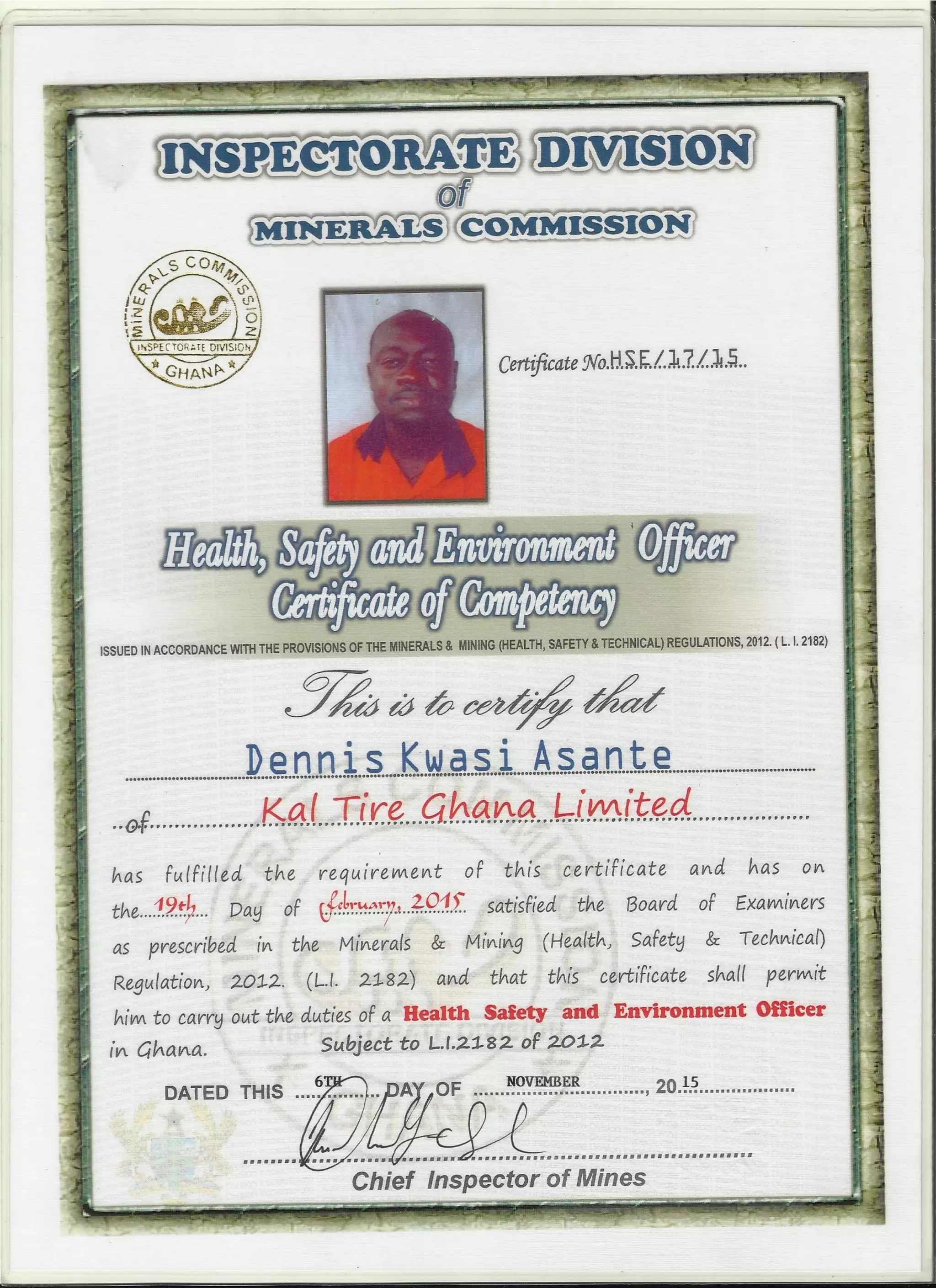 Health, Safety and Environmental Certificate of Competency | PDF