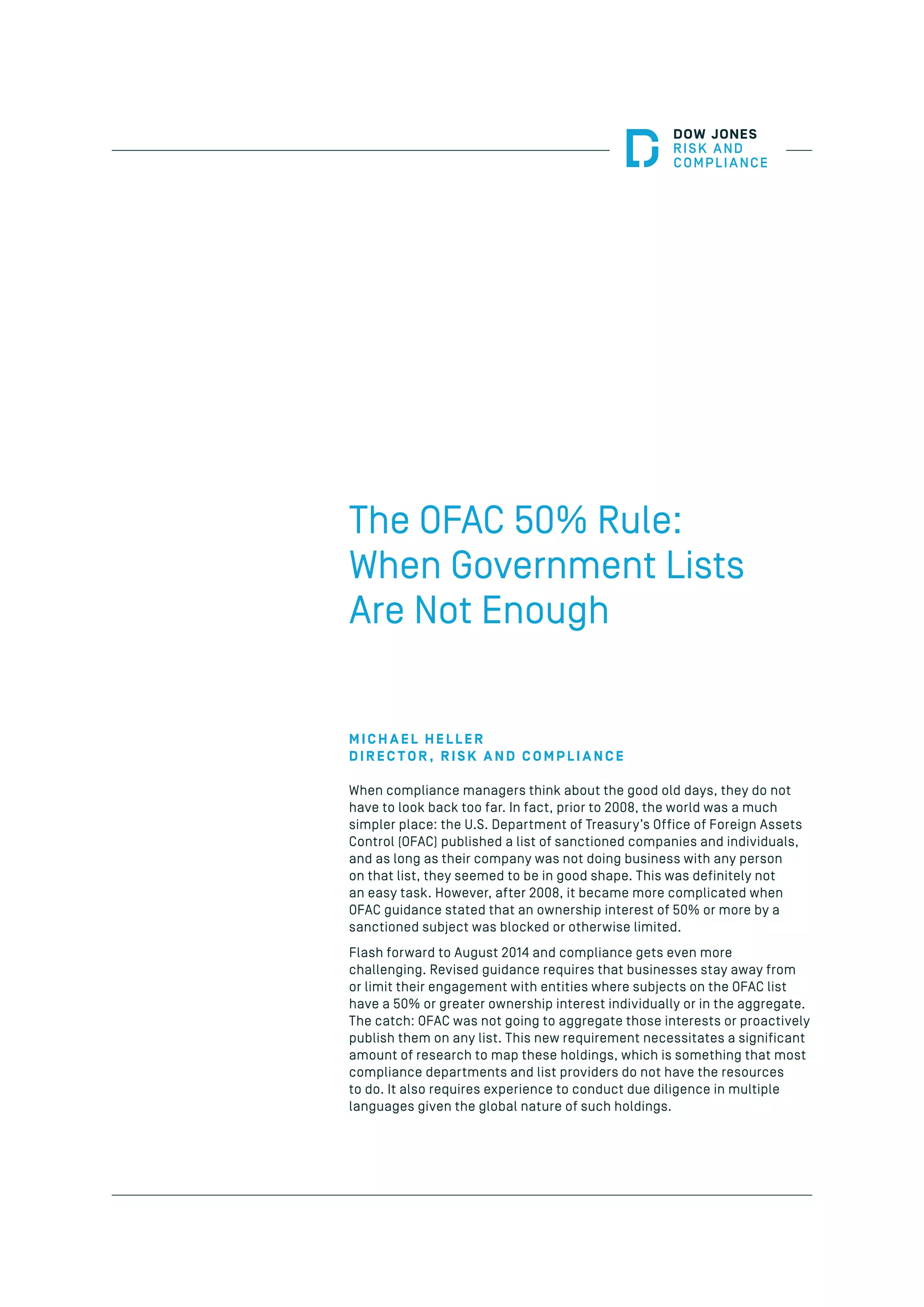 THE OFAC 50% Rule | PDF